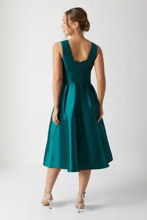 Coast Twill Midi A-line Dress - Emerald