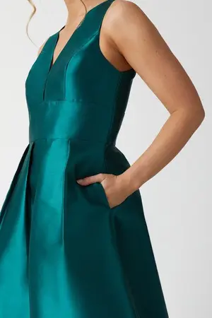 Coast Twill Midi A-line Dress - Emerald