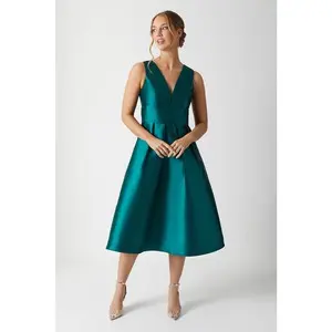 Coast Twill Midi Bridesmaid Dress - Emerald