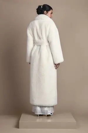 Coast Belted Longline Faux Fur Coat