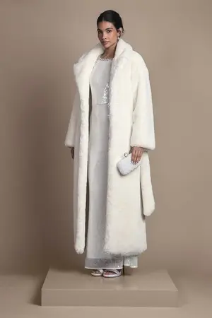 Coast Belted Longline Faux Fur Coat