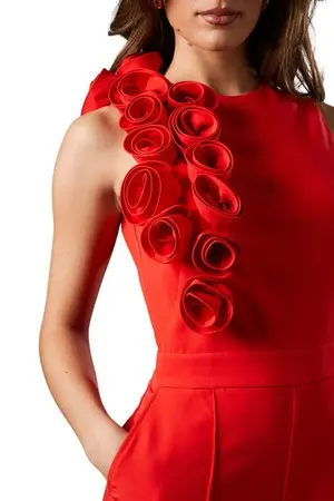 Coast Corsage Detail Pleated Jumpsuit - Poppy