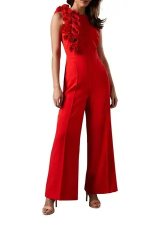 Coast Corsage Detail Pleated Jumpsuit - Poppy