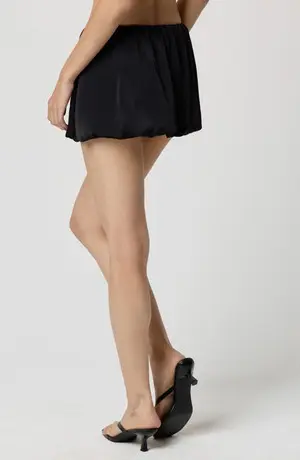 FLORENCE BY MILLS Silky Satin Bubble Mini Skirt - Black