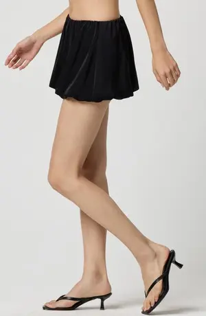 FLORENCE BY MILLS Silky Satin Bubble Mini Skirt - Black