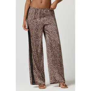 FLORENCE BY MILLS Silky Satin Sleep Pants - Cheetah Print
