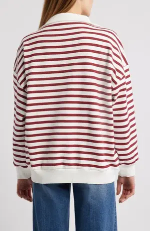 Brooklyn Industries Stripe Half-zip Cotton Sweatshirt