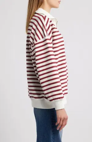 Brooklyn Industries Stripe Half-zip Cotton Sweatshirt