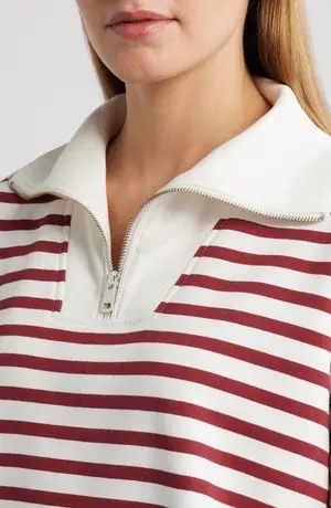 Brooklyn Industries Stripe Half-zip Cotton Sweatshirt