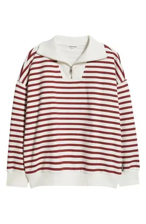 Brooklyn Industries Stripe Half-zip Cotton Sweatshirt