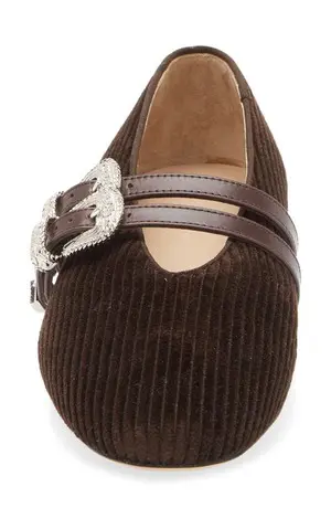 Le Monde Beryl Claudia Corduroy Mary Jane Flat - Chocolate