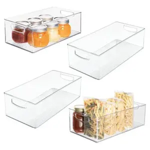 LINUS Plastic Stackable Pantry Bin With Handles, Set Of 4, Clear - Set Of 4/ Clear