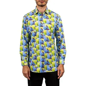 MACEOO Fibonacci Stretch Ascension 3312 Contemporary Fit Button-up Shirt Blue Multi