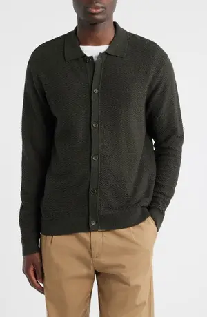 Nn07 Navi 6499 Ribbed Cotton Cardigan - Dark Army