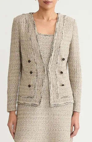 Ming Wang Shimmer Tweed Knit Jacket