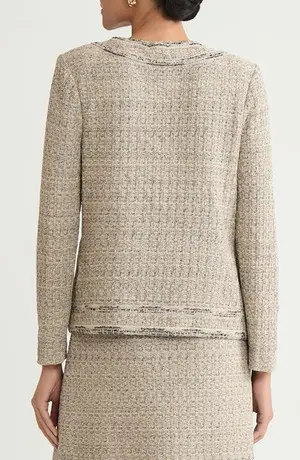 Ming Wang Shimmer Tweed Knit Jacket