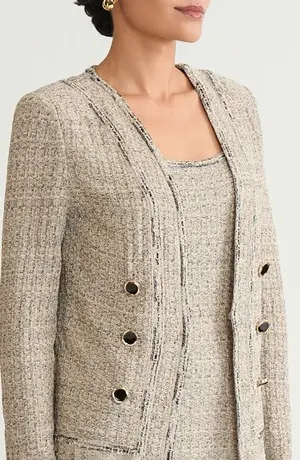 Ming Wang Shimmer Tweed Knit Jacket