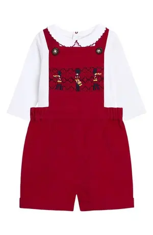 JOJO MAMAN BEBE Smocked Overalls And Bodysuit - Red