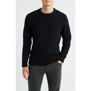 James Campbell Laggan Waffle Stitch Crewneck Sweater - Black