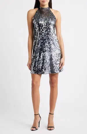 Anne Klein Sequin Shift Mini Dress