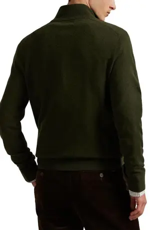 Polo Ralph Lauren Regular Fit Wool Quarter Zip Sweater - Leaf Green Heather