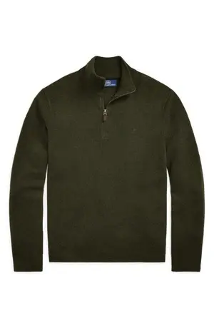 Polo Ralph Lauren Regular Fit Wool Quarter Zip Sweater - Leaf Green Heather