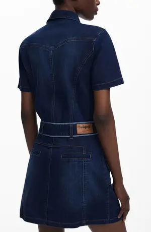 Desigual Belted Denim Mini Shirtdress