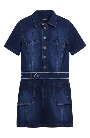 Desigual Belted Denim Mini Shirtdress