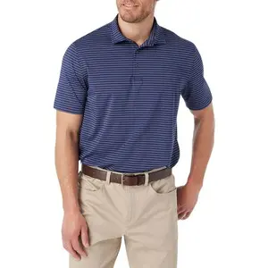 FAIR HARBOR Compass Performance Polo - Navy Burgundy Stripe