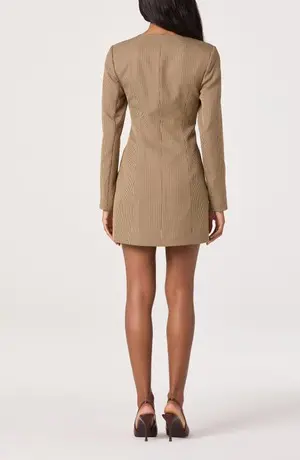 Astr The Label Houndstooth Long Sleeve Button-up Minidress