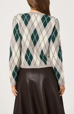 Astr The Label Argyle Cardigan