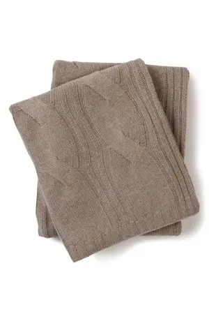 Sofia Cashmere New York Cable Knit Cashmere Throw Blanket - Beige