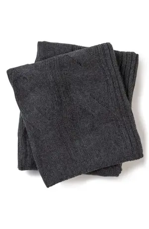 Sofia Cashmere New York Cable Knit Cashmere Throw Blanket - Charcoal