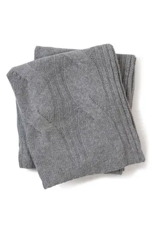 Sofia Cashmere New York Cable Knit Cashmere Throw Blanket - Grey