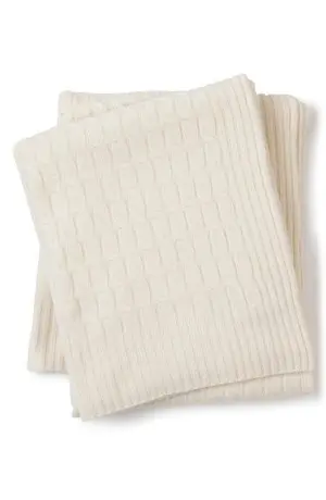 Sofia Cashmere Veneto Cable Knit Cashmere Throw Blanket - Ivory