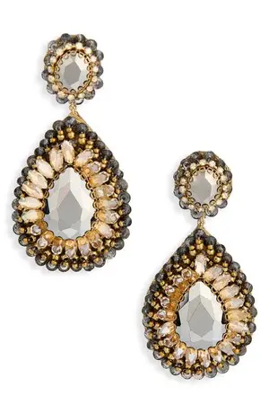 Deepa Gurnani Sisina Drop Earrings - Gunmetal