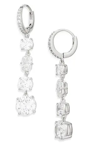Nadri Stellar Linear Drop Earrings - Rhodium