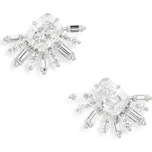 Nadri Stellar Halo Stud Earrings - Rhodium