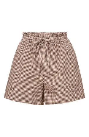 Veronica Beard Cotton Gingham Drawstring Shorts