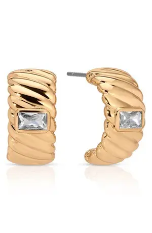 Ettika Baguette Crystal Hoop Earrings - Gold