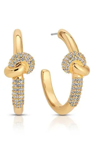 Ettika Knot Pavé Hoop Earrings - Gold