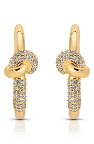 Ettika Knot Pavé Hoop Earrings
