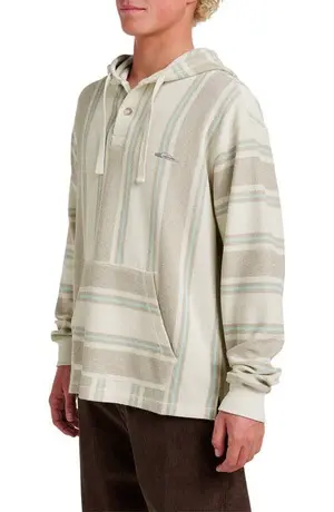Quiksilver Playa Stripe Henley Hoodie - Silver Birch