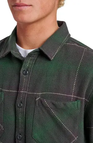 Quiksilver Dna Plaid Cotton Flannel Button-up Overshirt - Garden Topiary
