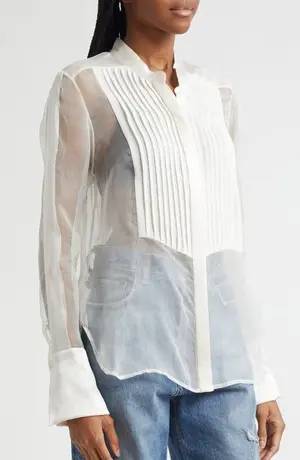 TWP Peyton Pleated Semisheer Silk Shirt