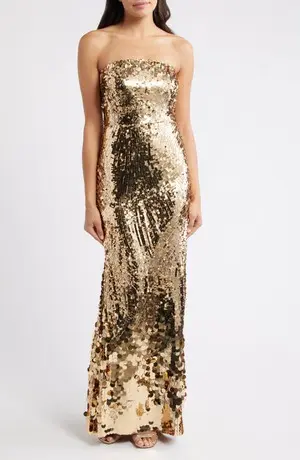 Eliza J Sequin Strapless Gown
