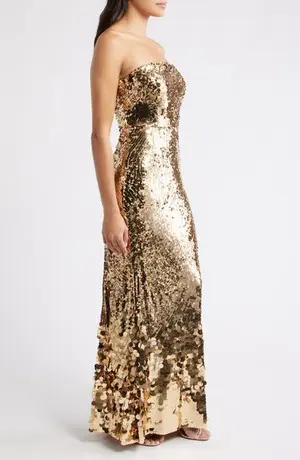 Eliza J Sequin Strapless Gown