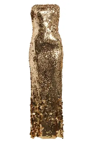 Eliza J Sequin Strapless Gown