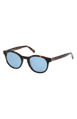 Abercrombie 50mm Round Frame Sunglasses - Dark Havana/blue