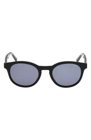 Abercrombie 50mm Round Frame Sunglasses - Shiny Black/smoke